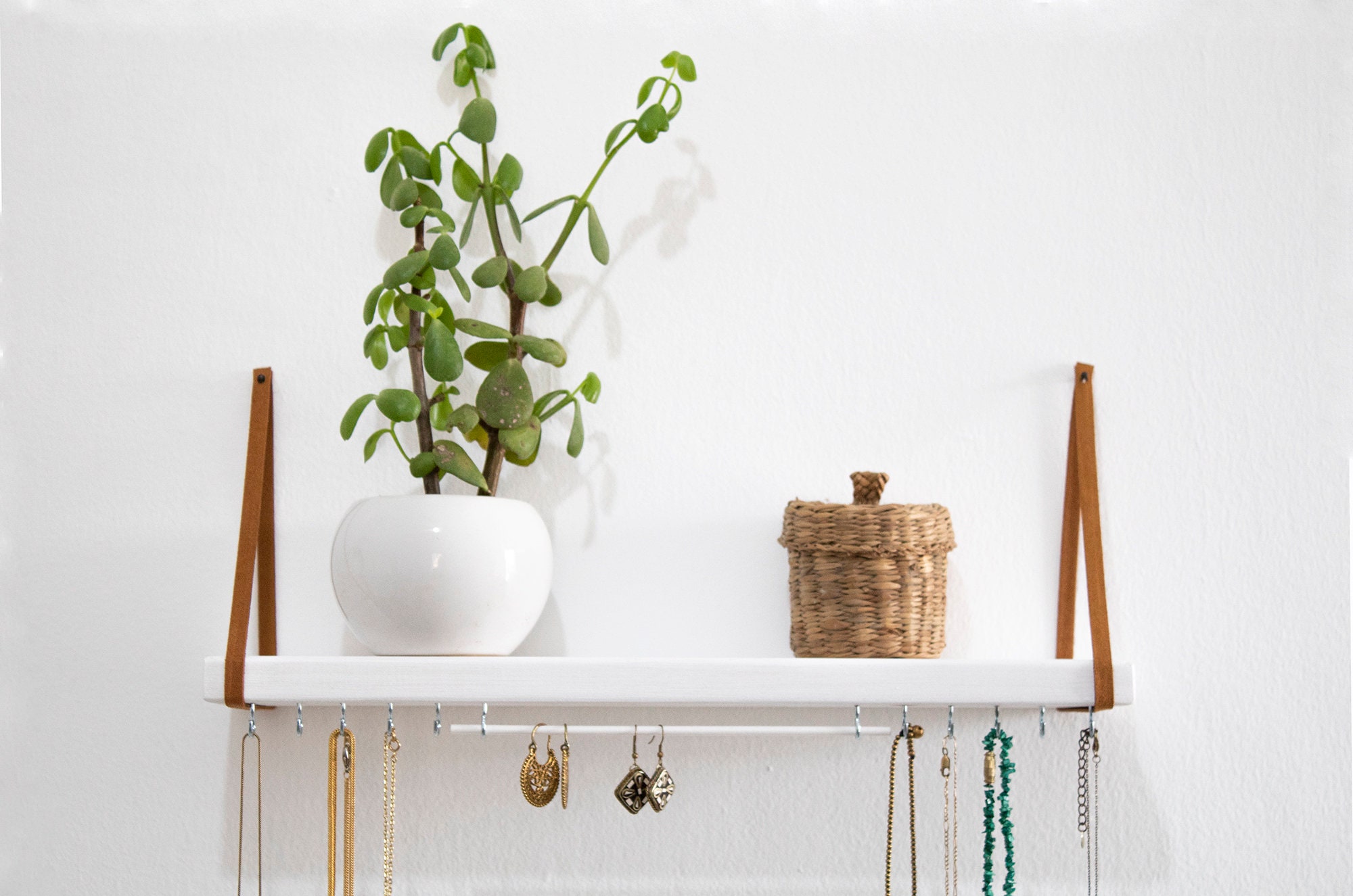 Jewelry Shelf With Hooks Jewelry Organizer Wall White Shelf - Etsy