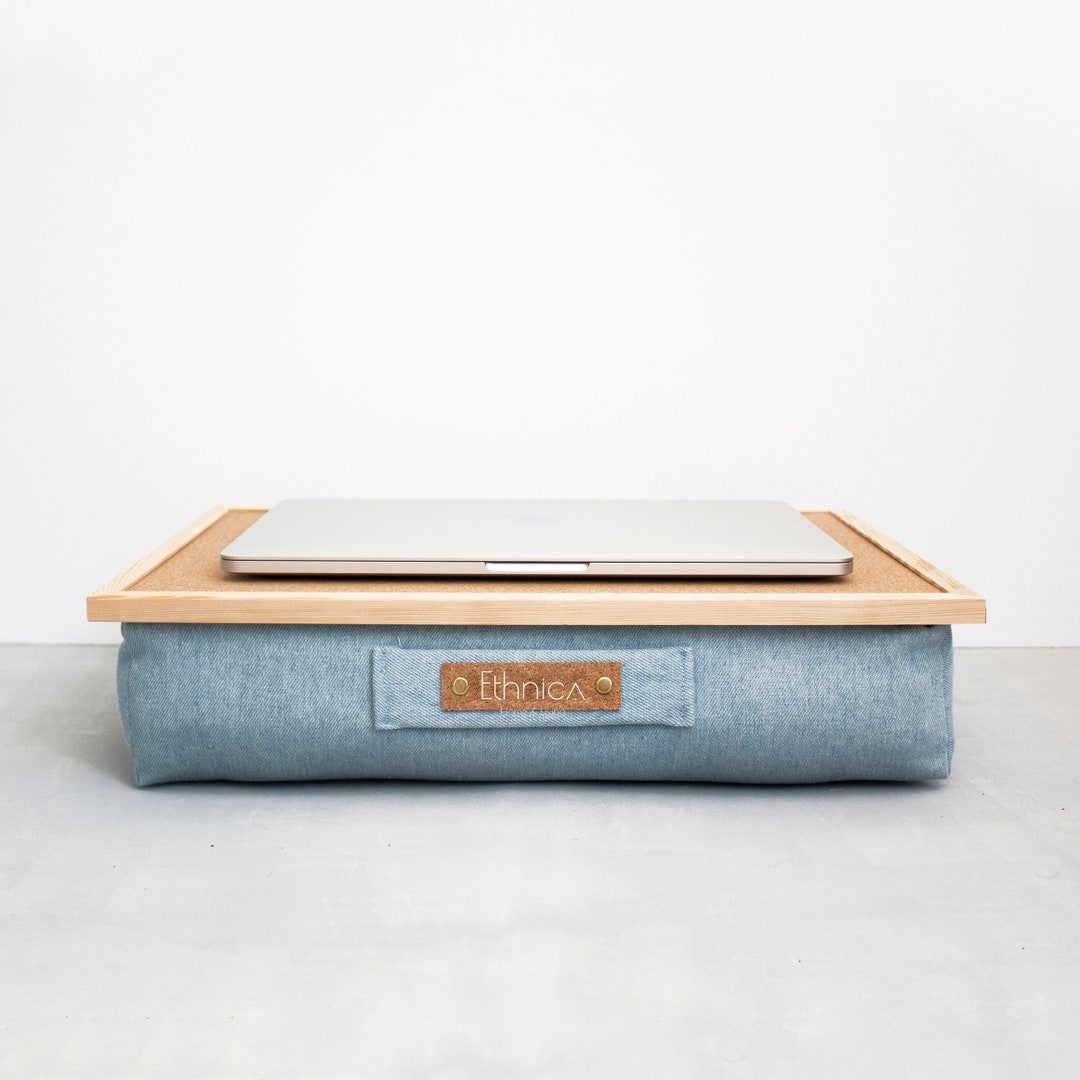 Laptop Table for Bed, Cushion Lap Desk, Laptop Tray With Pillow, Wooden ...