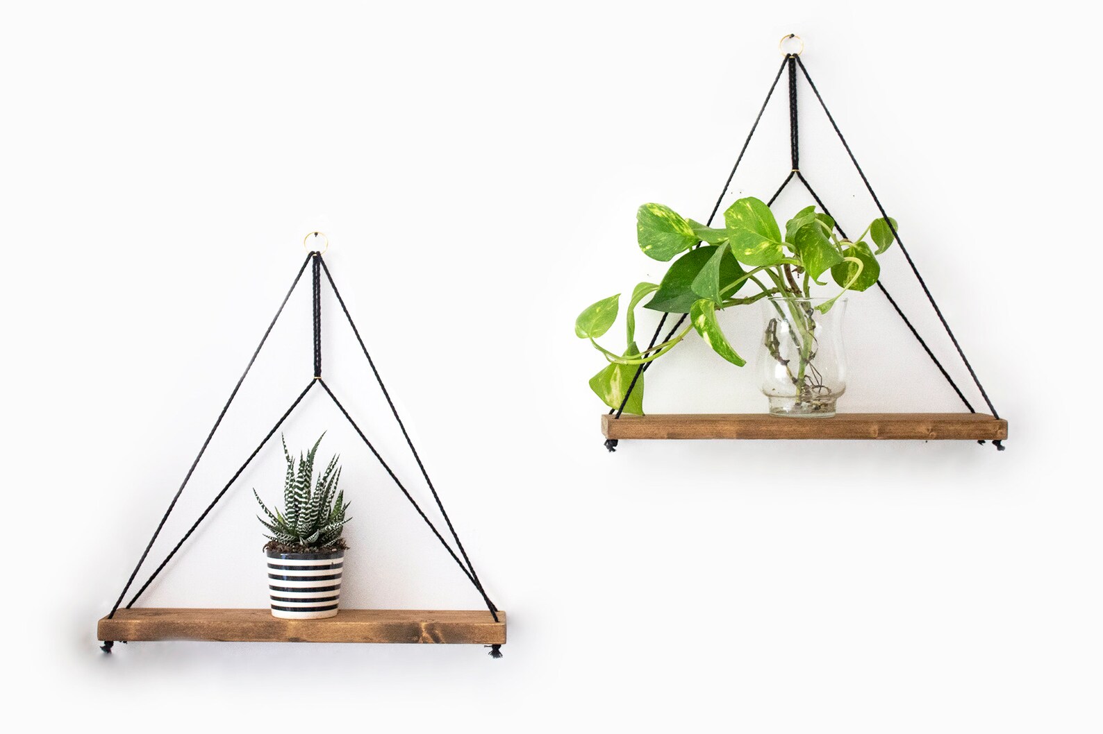 Wooden Floating Shelf Geometric Shelves Macrame Shelf Wall Hanging ...