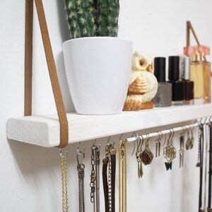 Jewelry Shelf With Hooks Jewelry Organizer Wall White Shelf Necklace ...