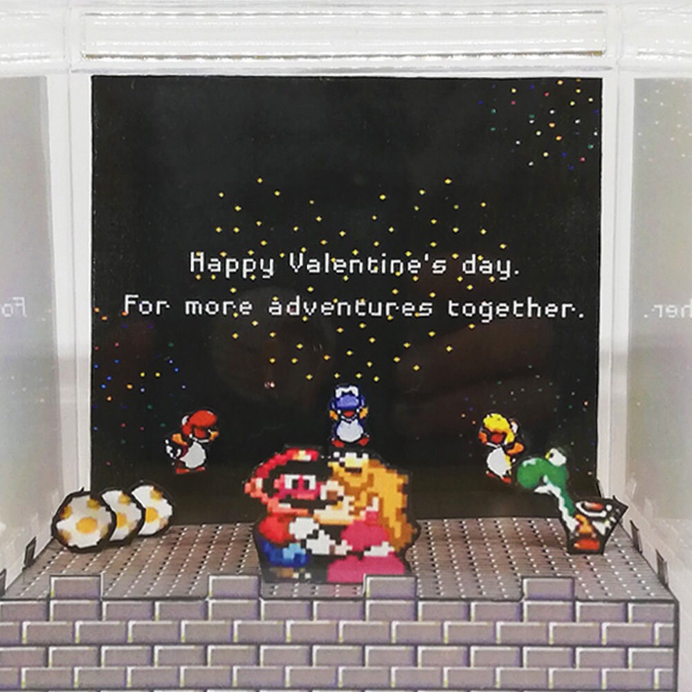 SUPER MARIO WORLD Cubic Diorama Retro Videogames Mario and Peach ...