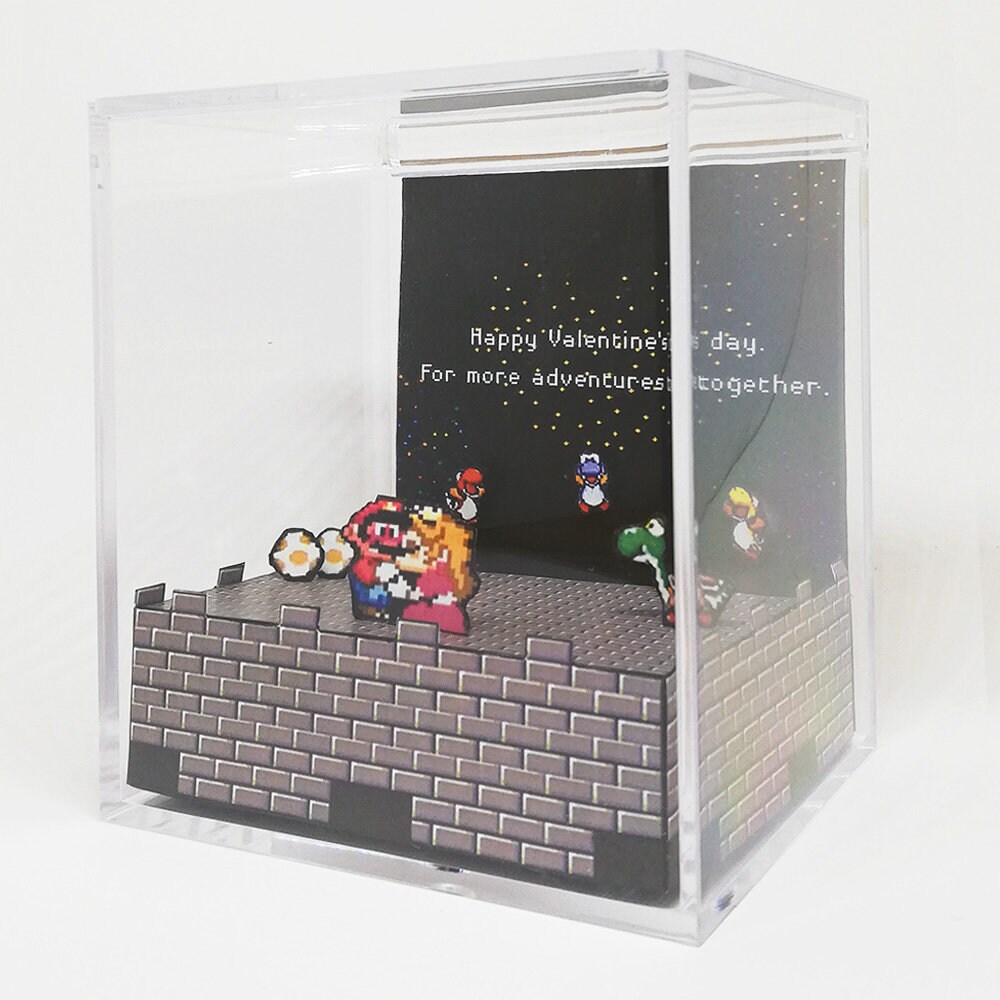SUPER MARIO WORLD Cubic Diorama Retro Videogames Mario and Peach ...