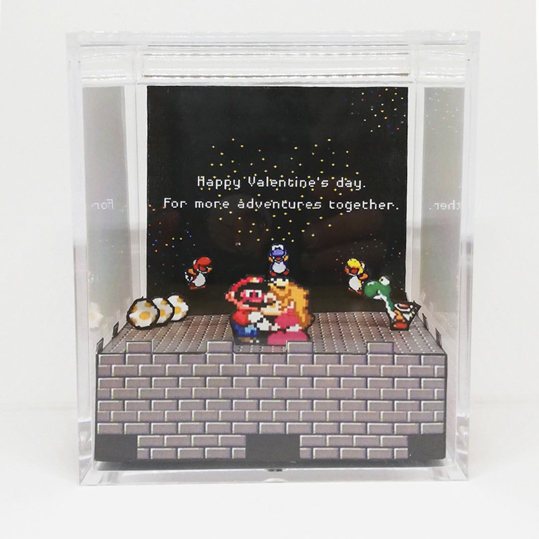 SUPER MARIO WORLD Cubic Diorama Retro Videogames Mario and Peach ...