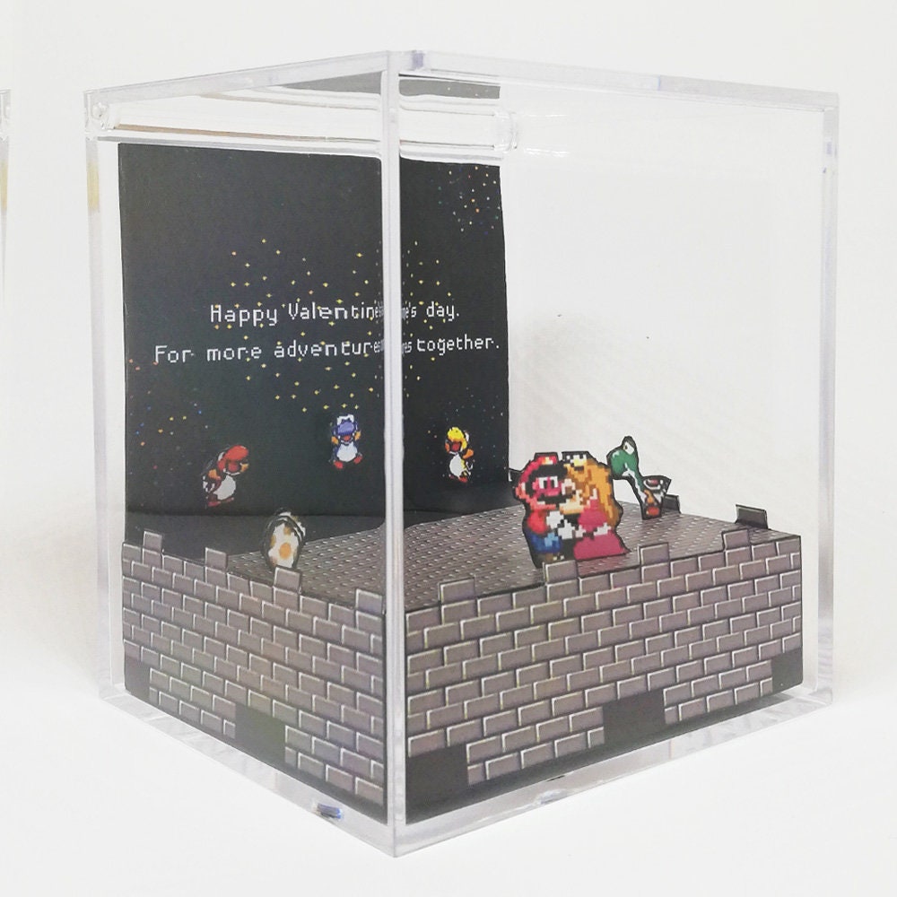 SUPER MARIO WORLD Cubic Diorama Retro Videogames Mario and Peach ...