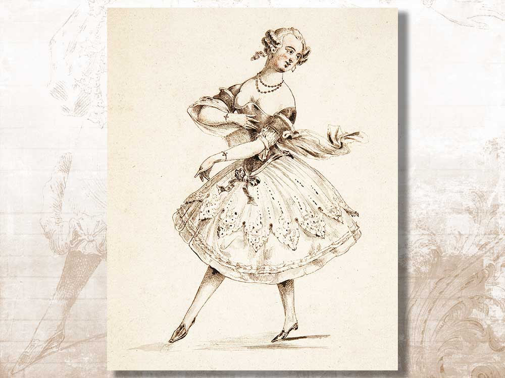 French Ballet Dancer Antique Illustration Pen Drawing - Etsy