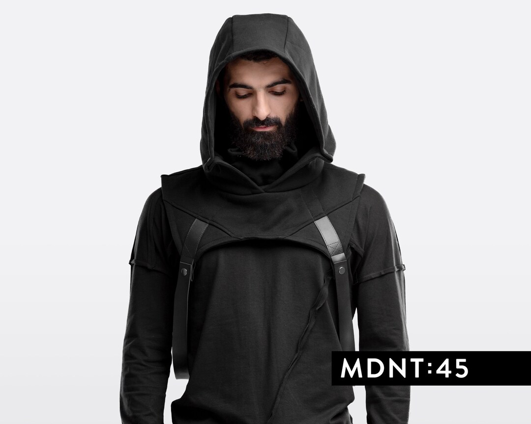 Black Cowl Hood, Futuristic Snood Hood, Mens Scarf Hood, Gothic Rave ...