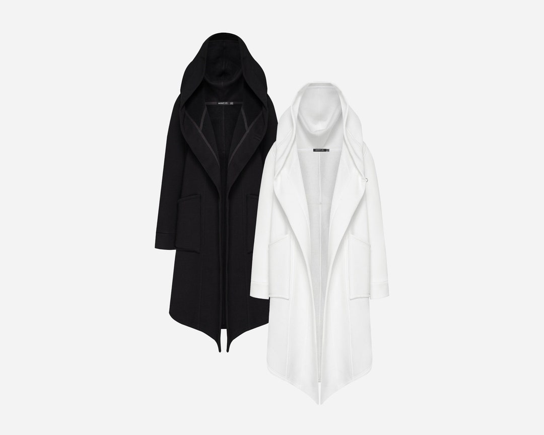 2 Piece Set, Fleece Black, White, Khaki Hooded Cloak Women, Long Cozy ...
