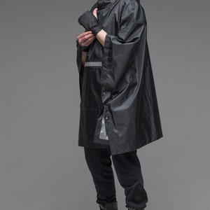 Hooded Raincoat, Men Black Rain Slicker, Rain Poncho Cape, Waterproof ...