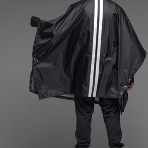 Hooded Raincoat, Men Black Rain Slicker, Rain Poncho Cape, Waterproof ...