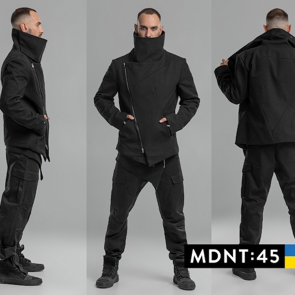 Techwear High Collar Jacket - Etsy