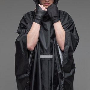 Hooded Raincoat, Men Black Rain Slicker, Rain Poncho Cape, Waterproof ...