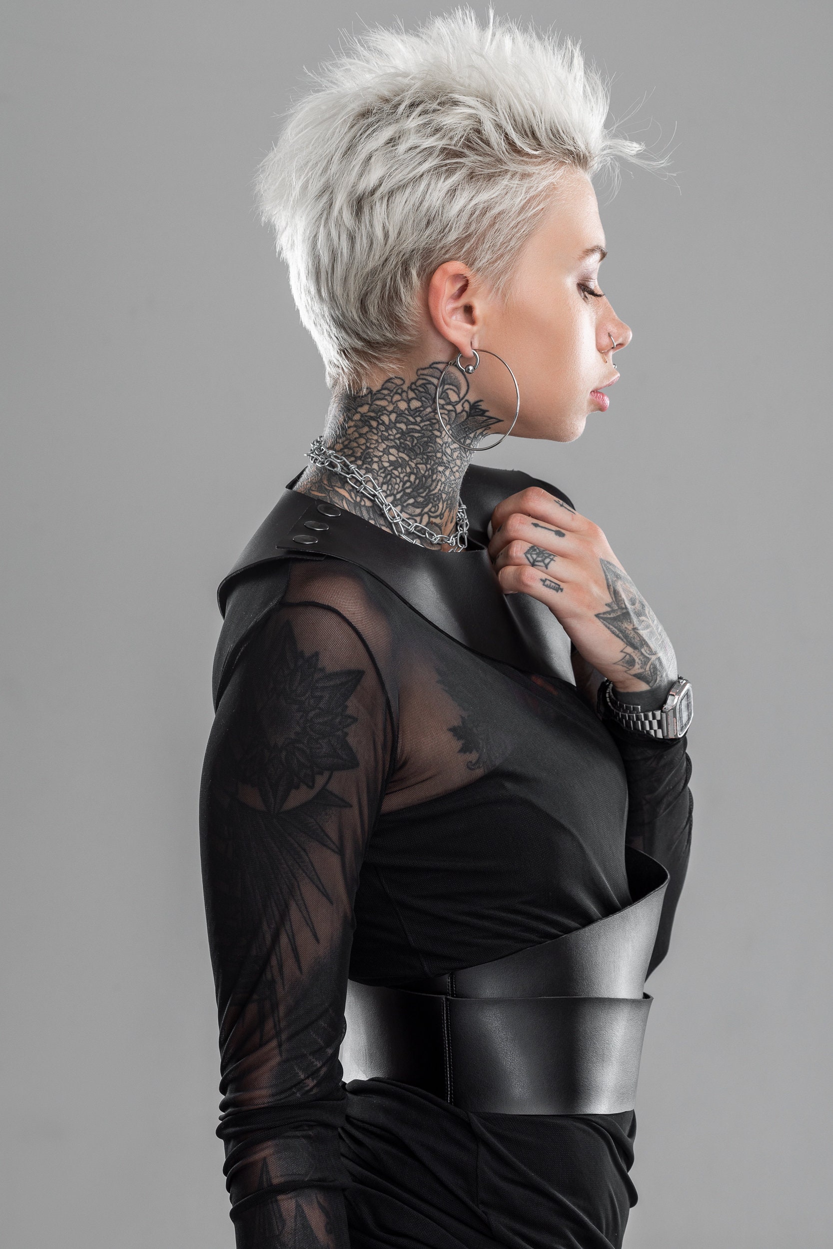 Mesh Black Mini Dress Sheer See Through Tunic Gothic Punk Etsy