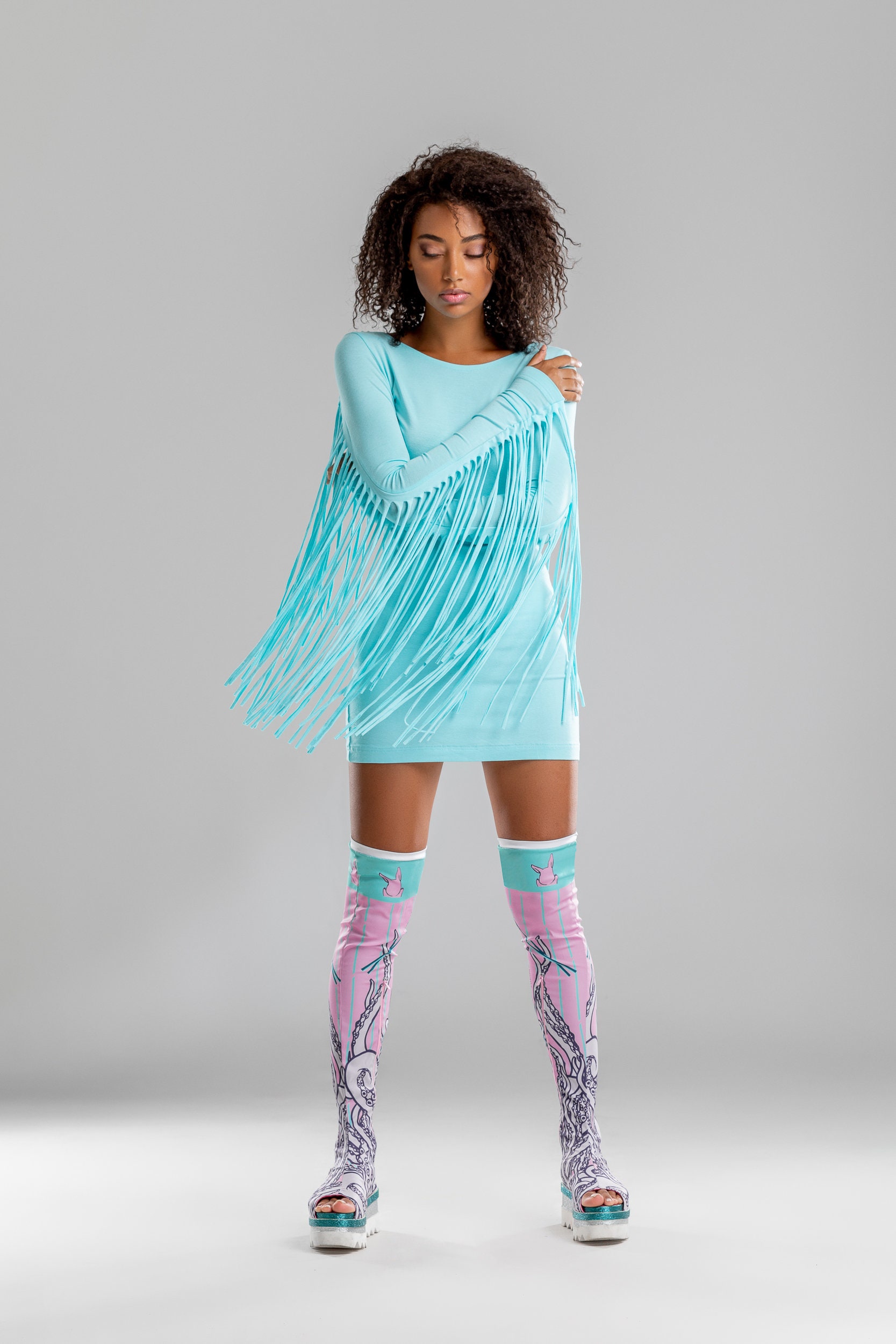 Fringe Mini Dress Futuristic Sci-fi Clothing Cocktail Boho | Etsy