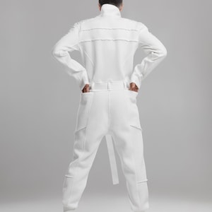 Futuristic White Jumpsuit, Turtleneck Overalls Women, Sci-fi Adult ...