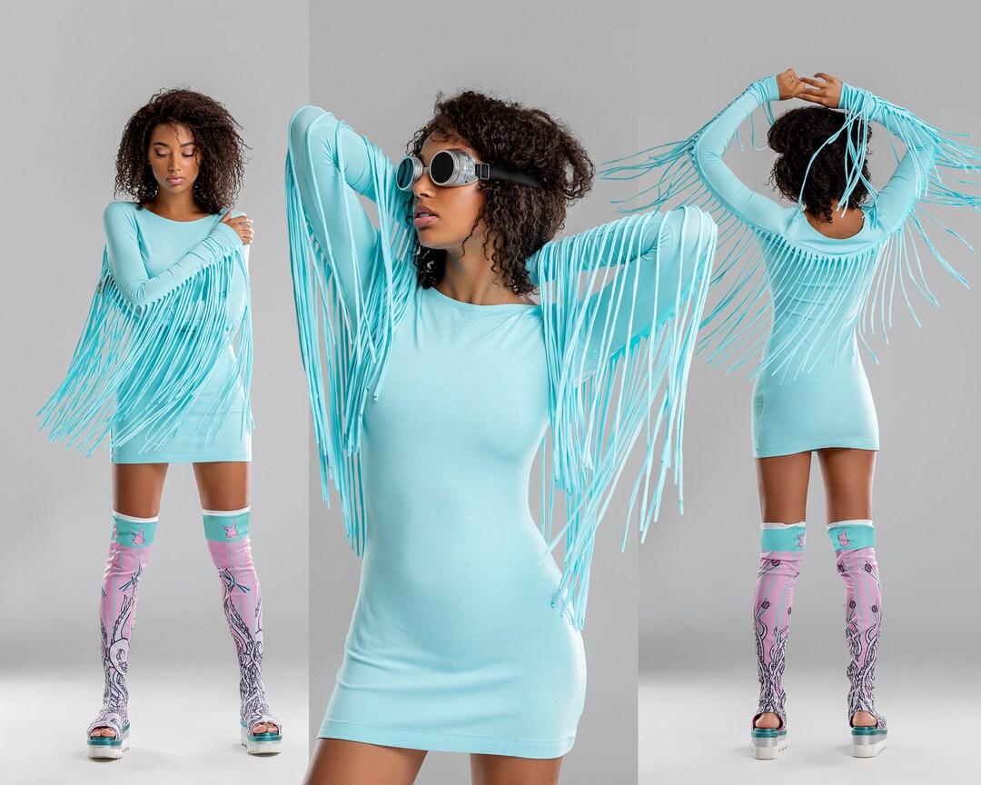 Fringe Mini Dress Futuristic Sci-fi Clothing Cocktail Boho - Etsy