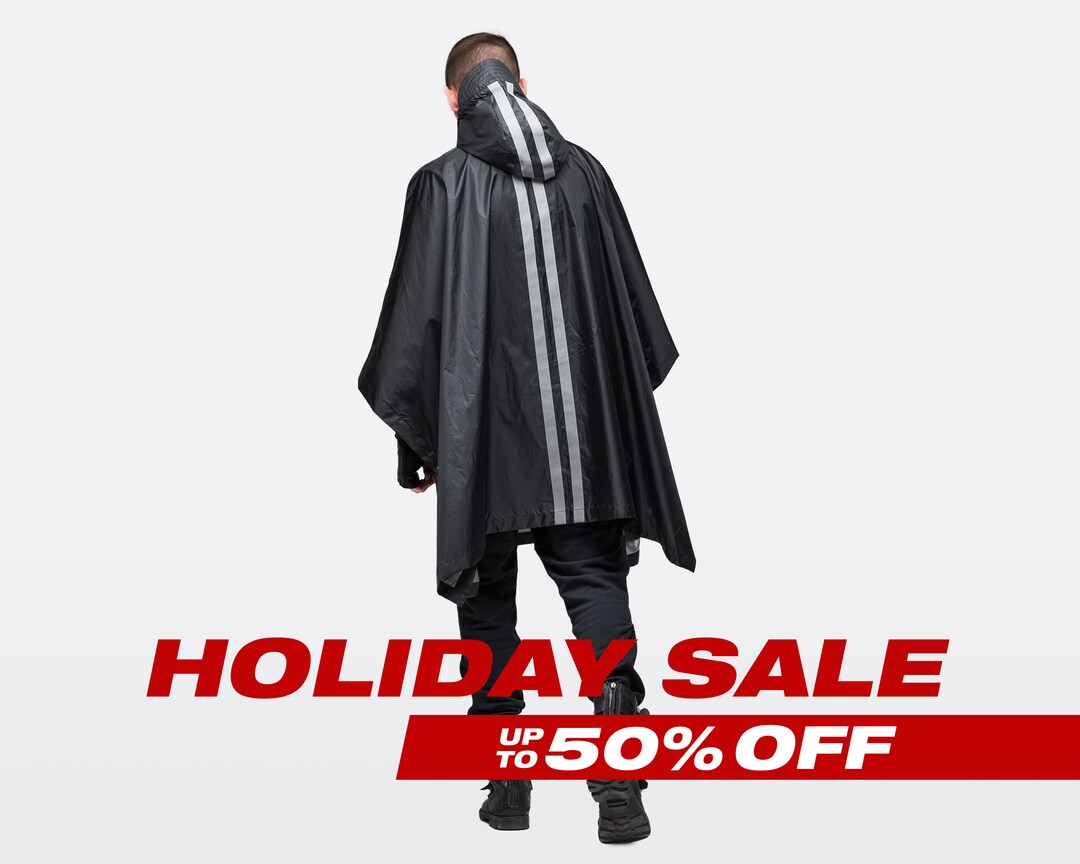 Hooded Raincoat, Men Black Rain Slicker, Rain Poncho Cape, Waterproof ...