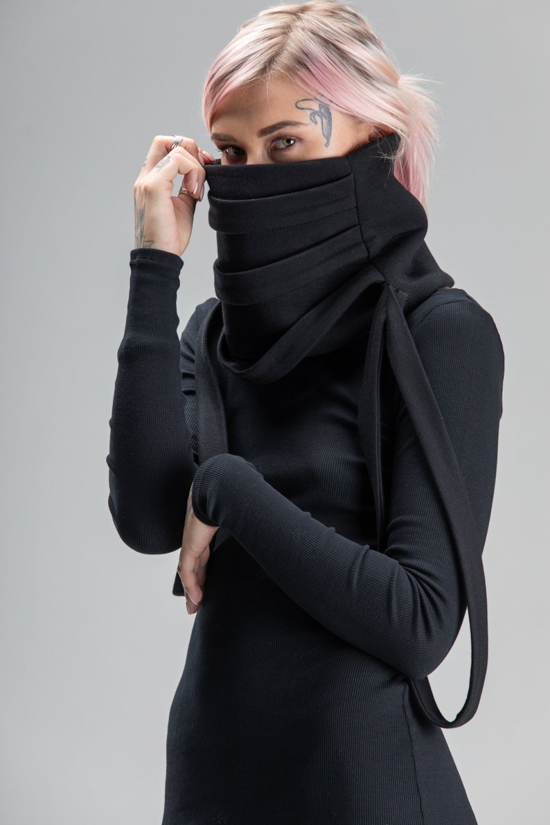 Oversized Black Infinity Scarf Face Mask Winter Accessories | Etsy