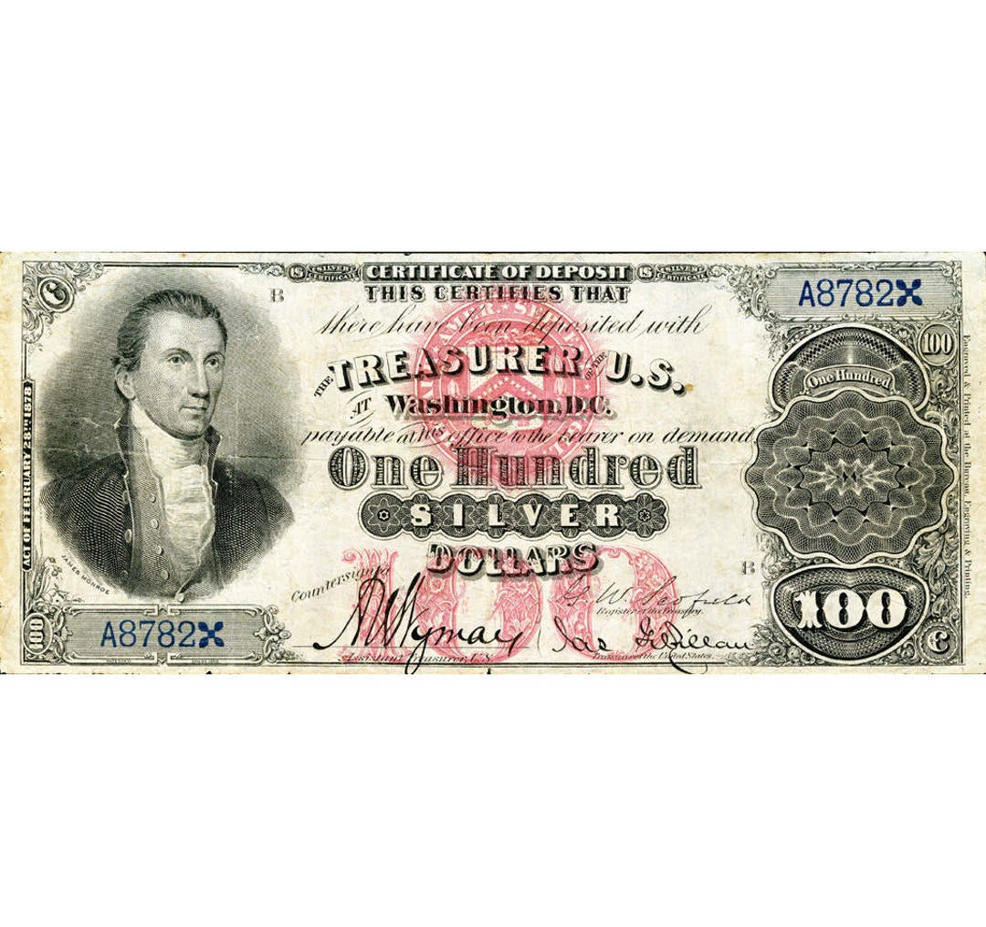 AMAZING Replica 100 One Hundred Silver Dollars Certificate - Etsy