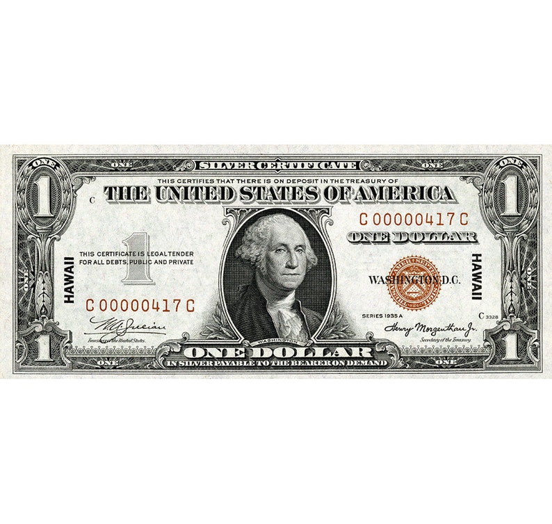 Replica 1935 1 Dollar Hawaii Overprint Bank Note Copy - Etsy