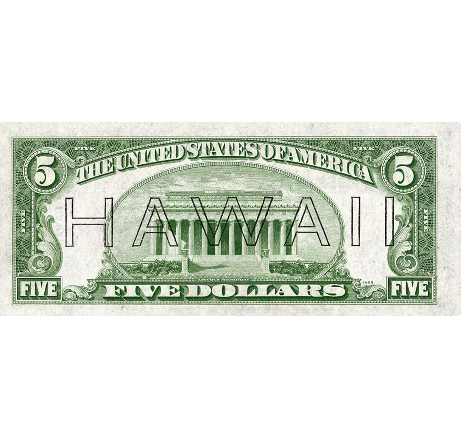 Replica 1934 - 5 Dollars Hawaii Overprint Bank Note Copy - Etsy