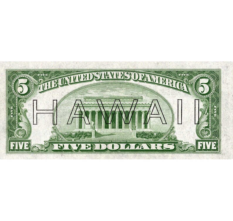 Replica 1934 - 5 Dollars Hawaii Overprint Bank Note Copy - Etsy