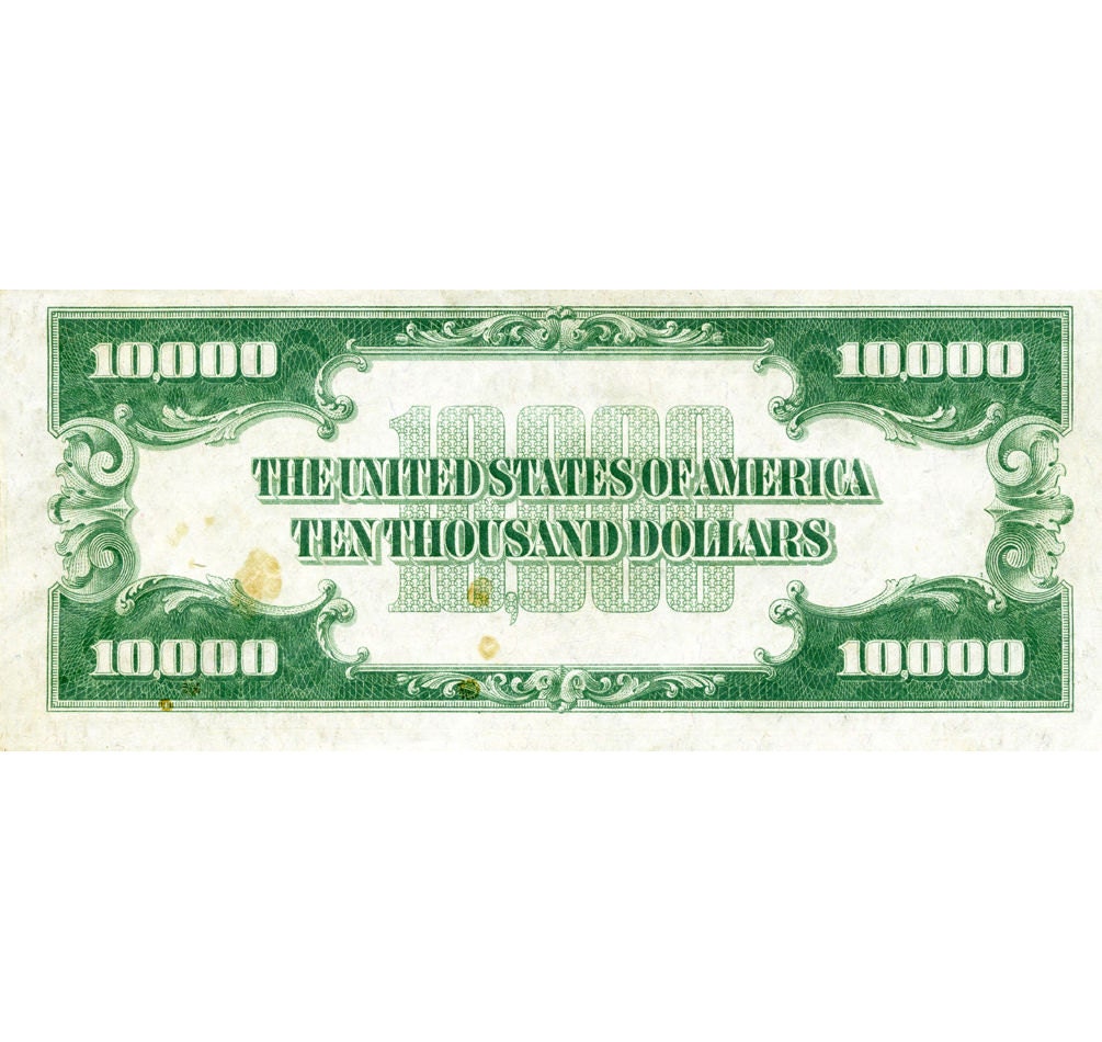 Replica First 10,000 Ten Thousand Dollar Note 1934 "green Back" Bank ...