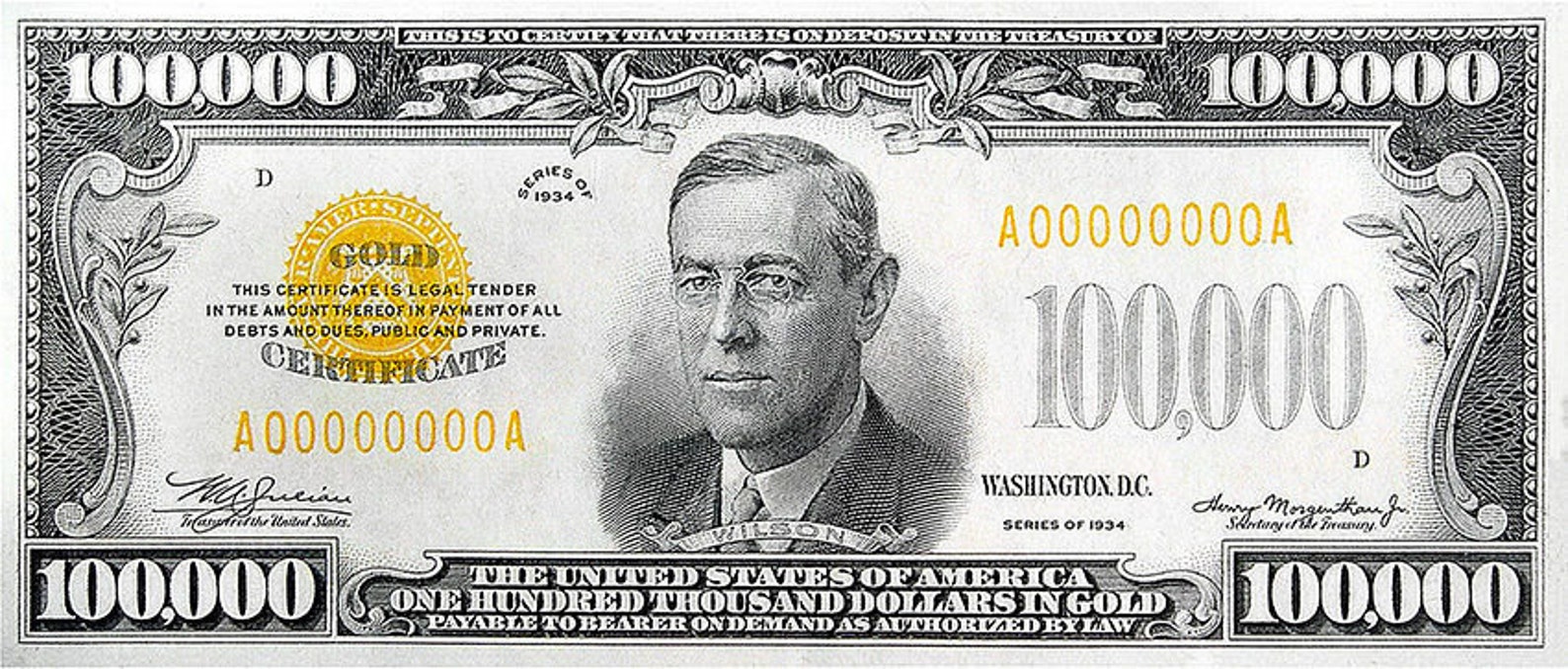 AMAZING Replica 1000, 10,000, 100,000 Gold Certificates 1934 Bank Note ...