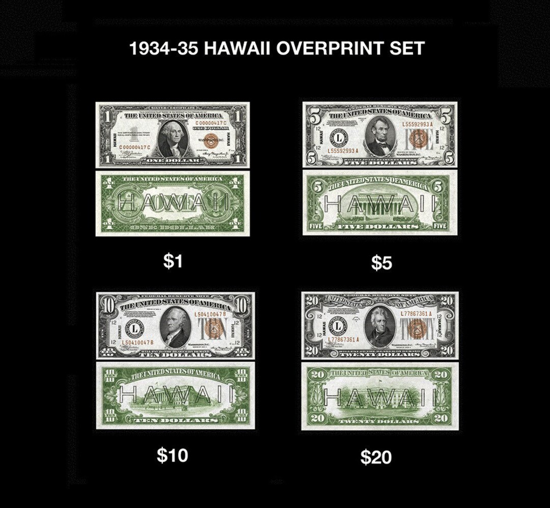 AMAZING Replica 1934 - 1935 Hawaii Overprint Bank Note Set - Etsy