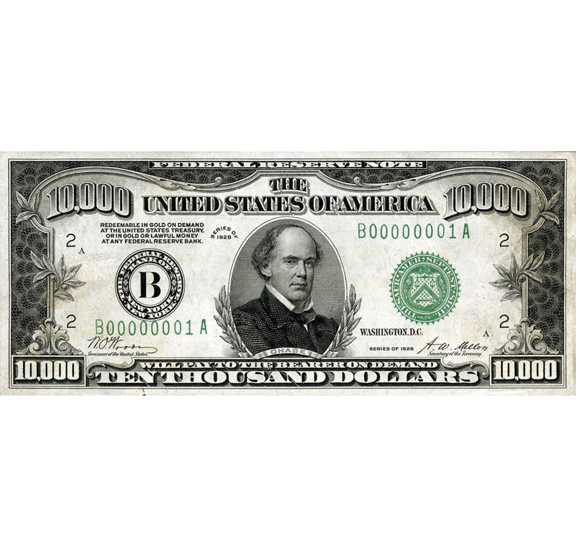 Replica 10,000 Dollar Note 1928 green Back Bank Note Copy - Etsy