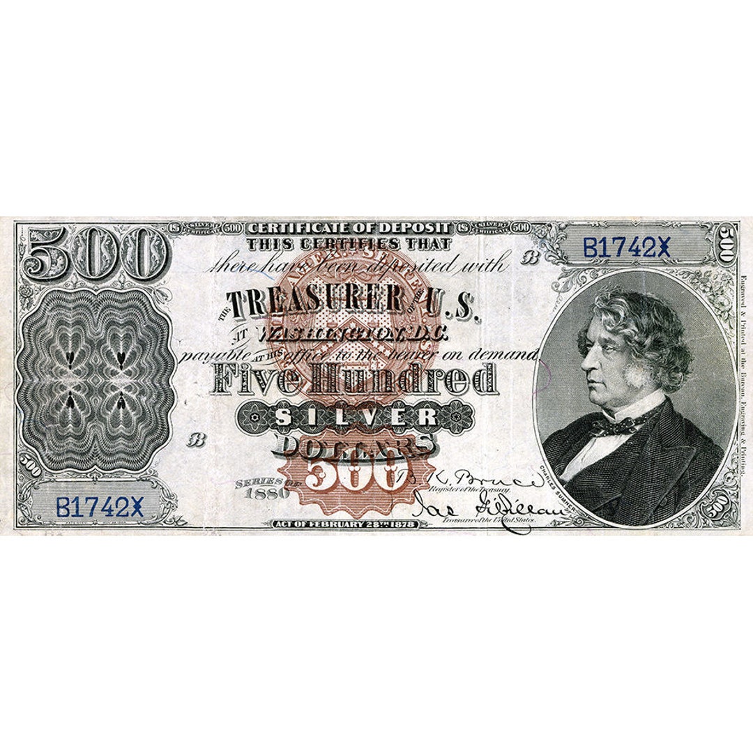 Replica 500 Silver Certificate 1880 Bank Note Copy - Etsy