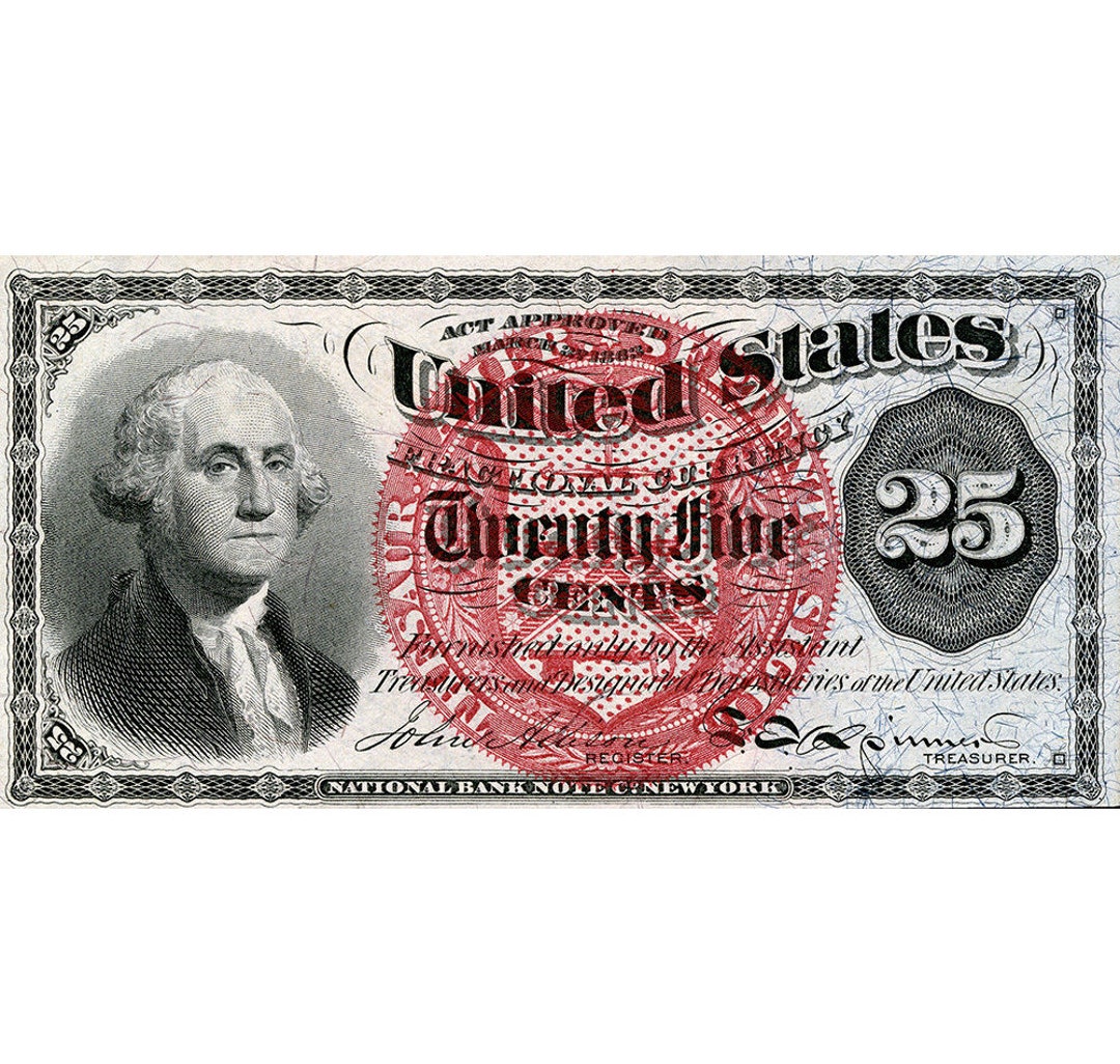 AMAZING Replica United States 25c Fractional Currency Bank Note Copy ...