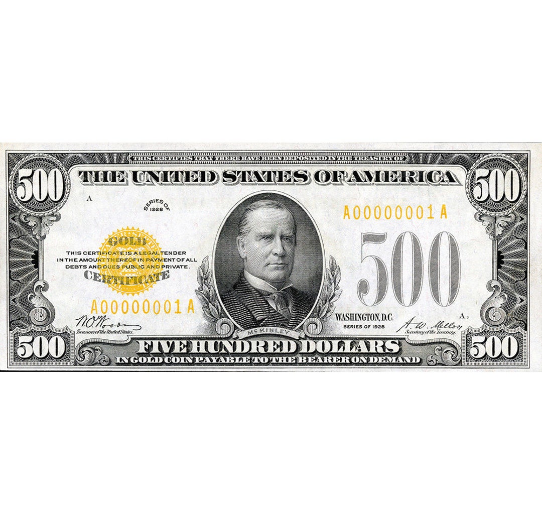 AMAZING Replica 1928 - 500 GOLD CERTIFICATE Bank Note Copy - Etsy