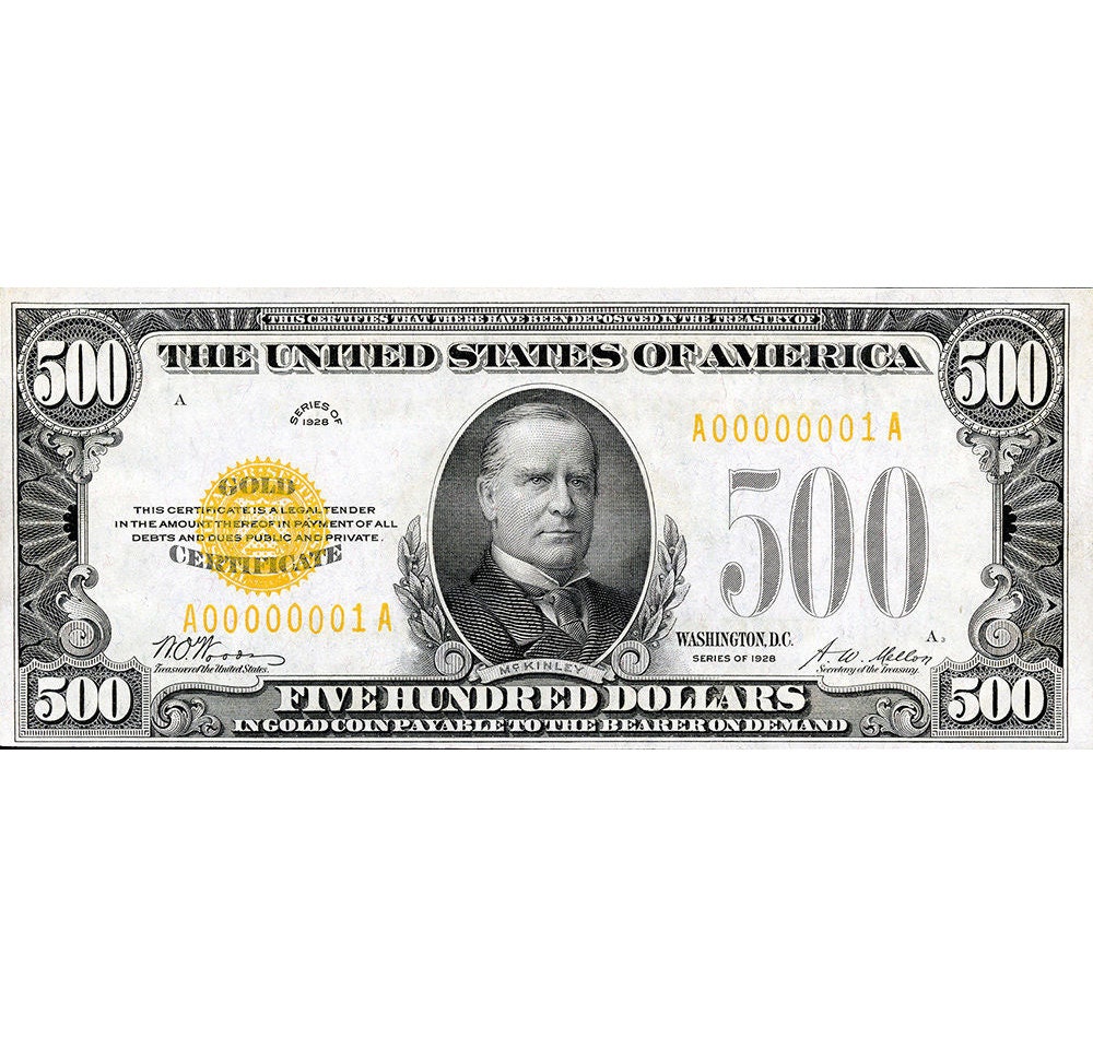 AMAZING Replica 1928 - 500 GOLD CERTIFICATE Bank Note Copy - Etsy