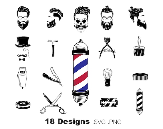 Barber SVG Barbershop Bundle Svgbarber Clip Art Barber | Etsy