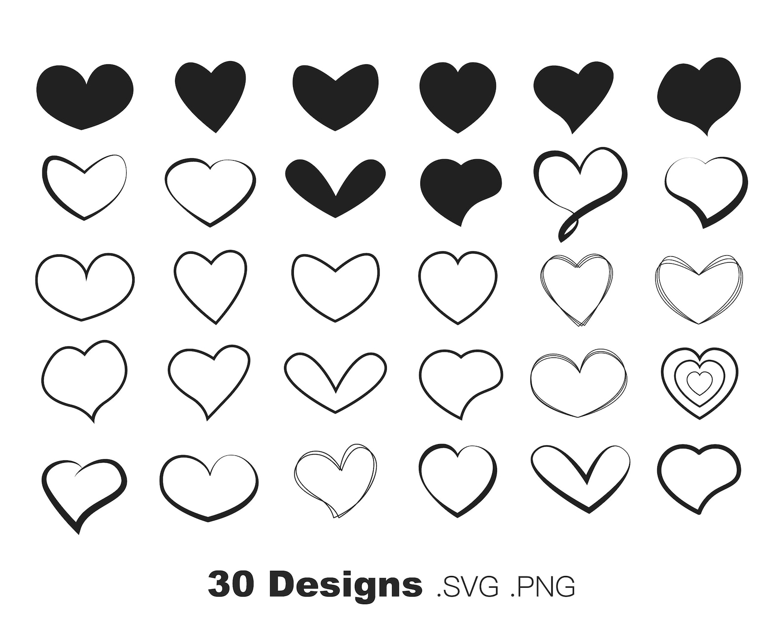 Heart SVG, Heart Bundle SVG, Heart Clip Art, Heart Silhouette, Heart ...