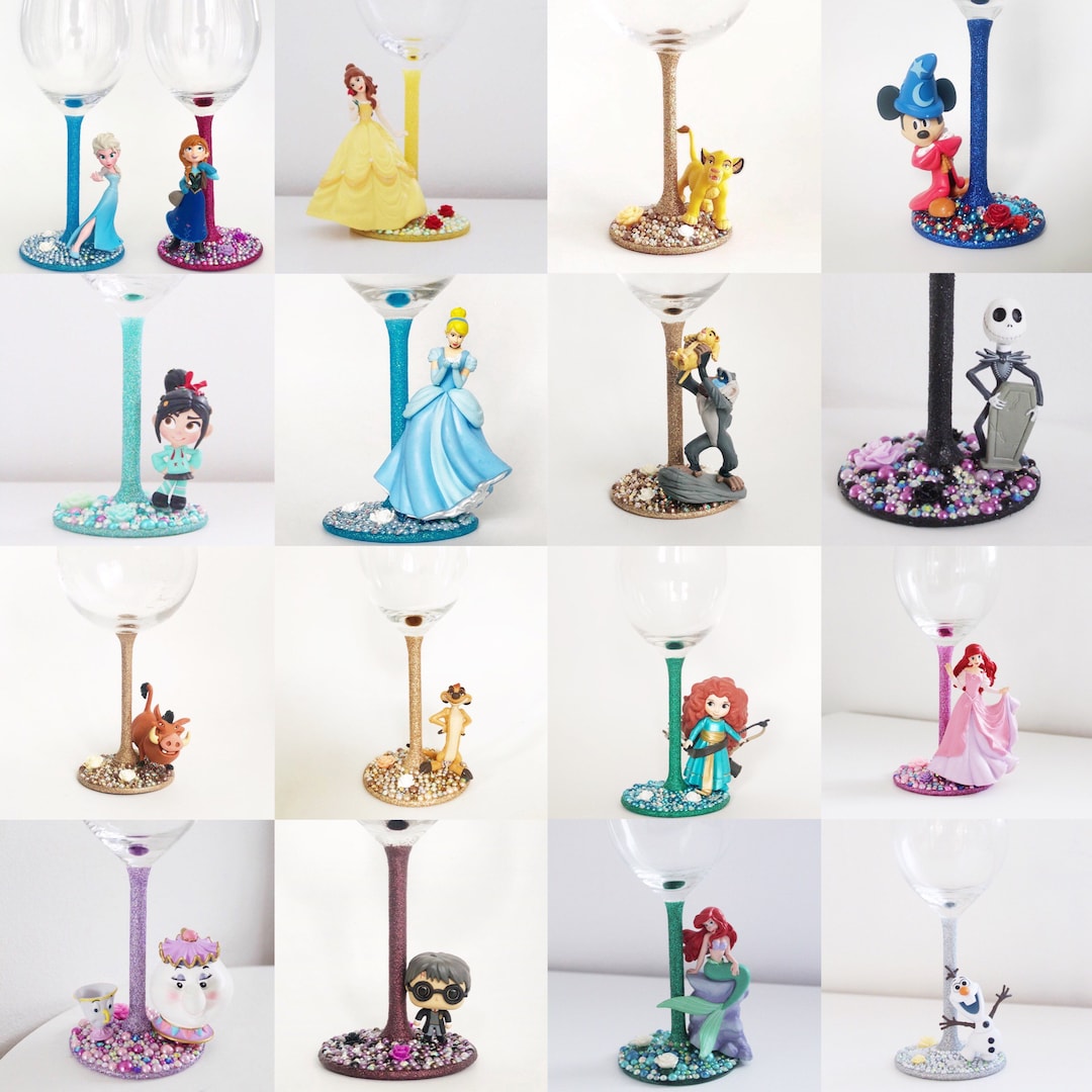 Disney Inspired Glass, READY to Be SHIPPED Choose Character - Etsy UK