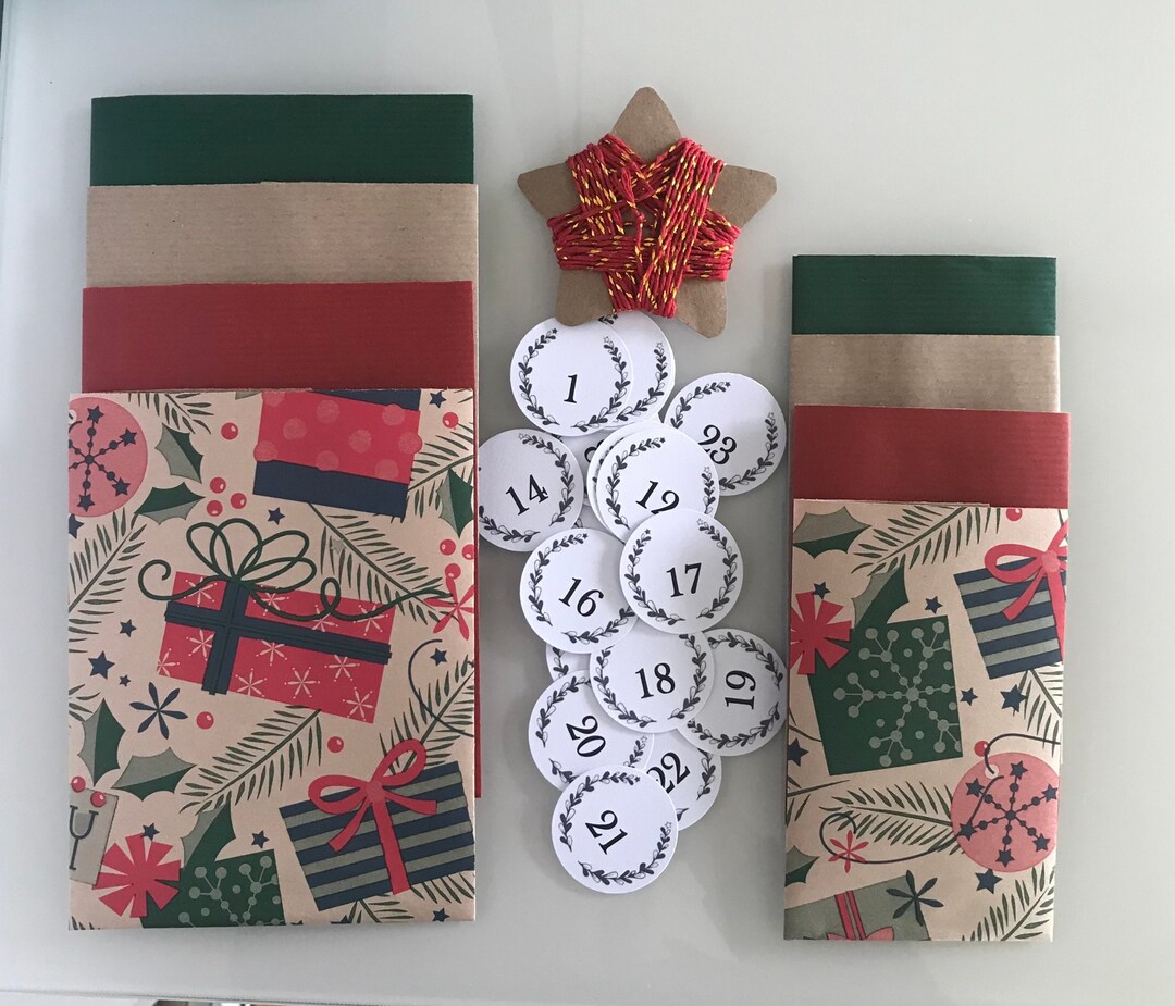 Paper Advent Calendar, Paper Bag and Number for Advent, Kraft Paper ...