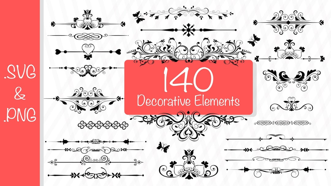 Decorative Text Dividers Elements Svg Bundle | Text Decoration ...