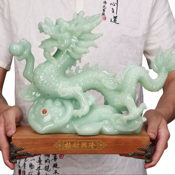 Green Jade Dragon Statue - Etsy