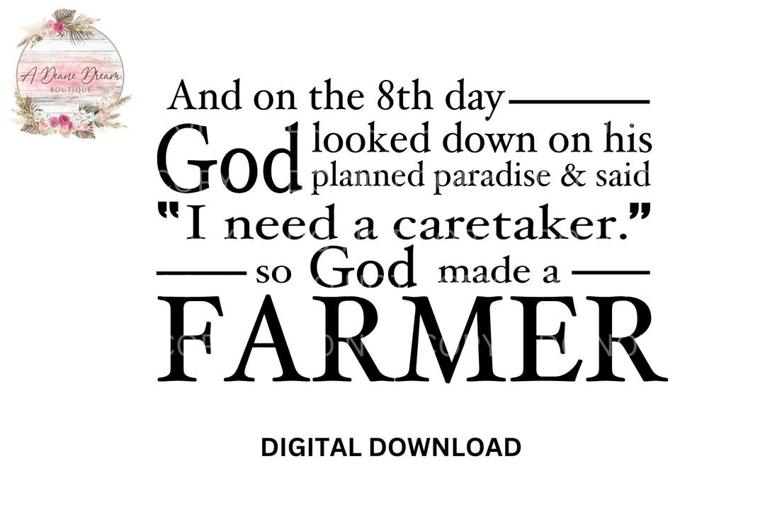 God Made A Farmer Svg Digital Cutting File Design, File for Laser or ...