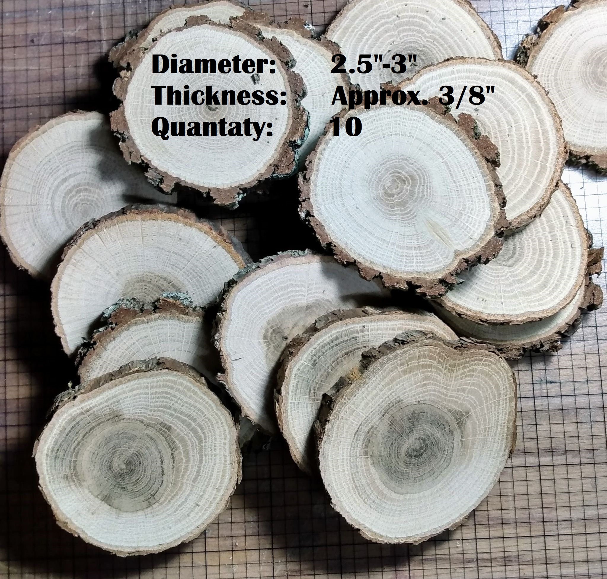 Oak Wood Slices With Living Edge set of 10. Diameter - Etsy