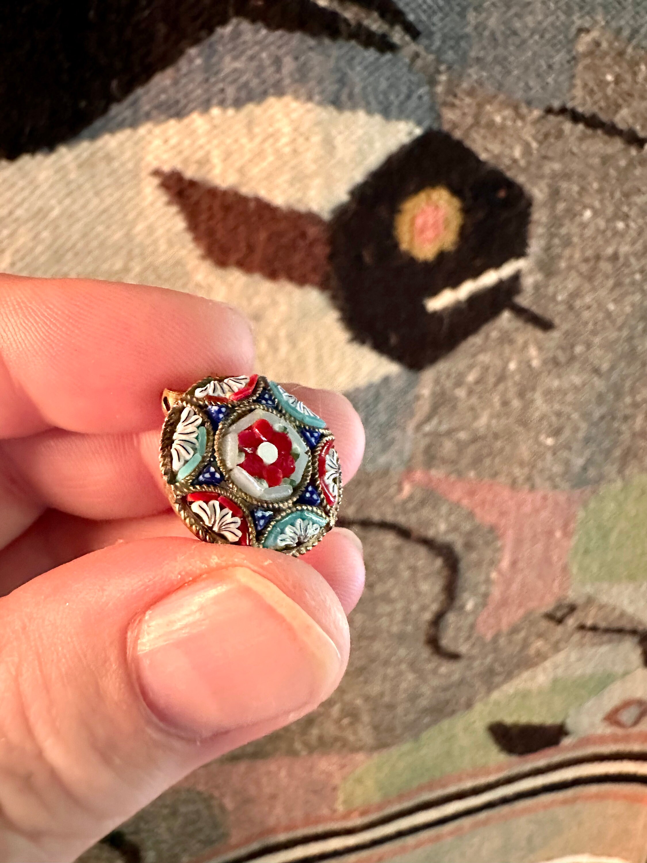 Vintage Tiny Micro Flower Italian Tile Mosaic Pendant - Etsy