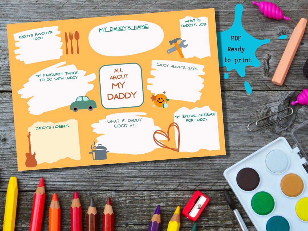 All About My Daddy, Printable Father's Day Card, Birthday Card, Daddy Q ...