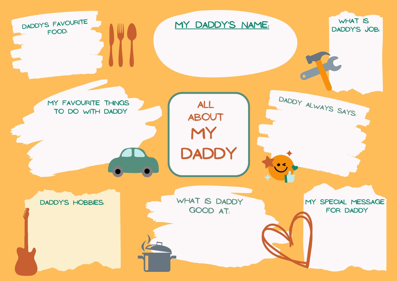 All About My Daddy Printable Father's Day Card Birthday - Etsy