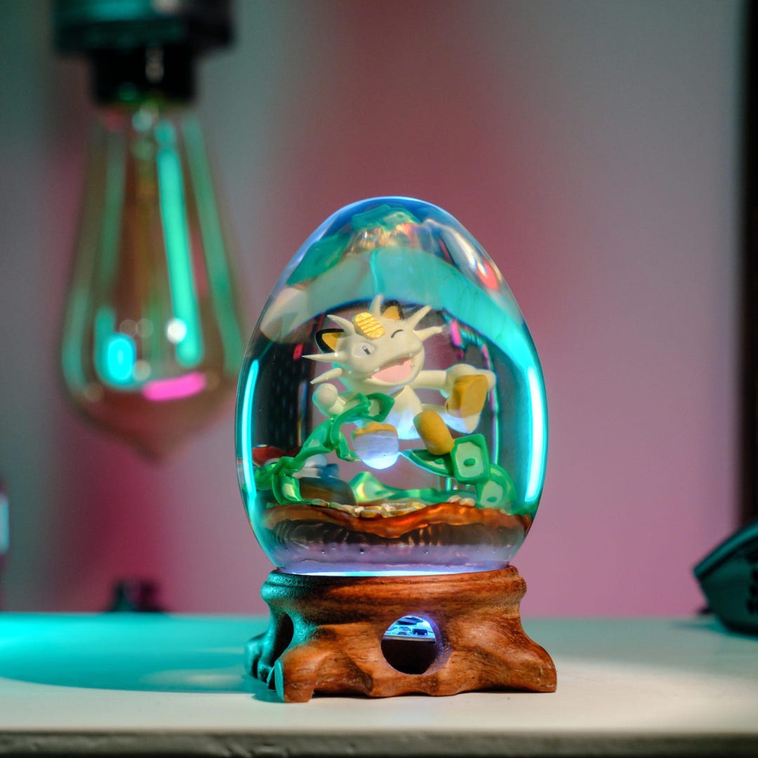 Marvelous Meowth Resin Lamp Egg, Normal Type Pokemon Art Night Light ...