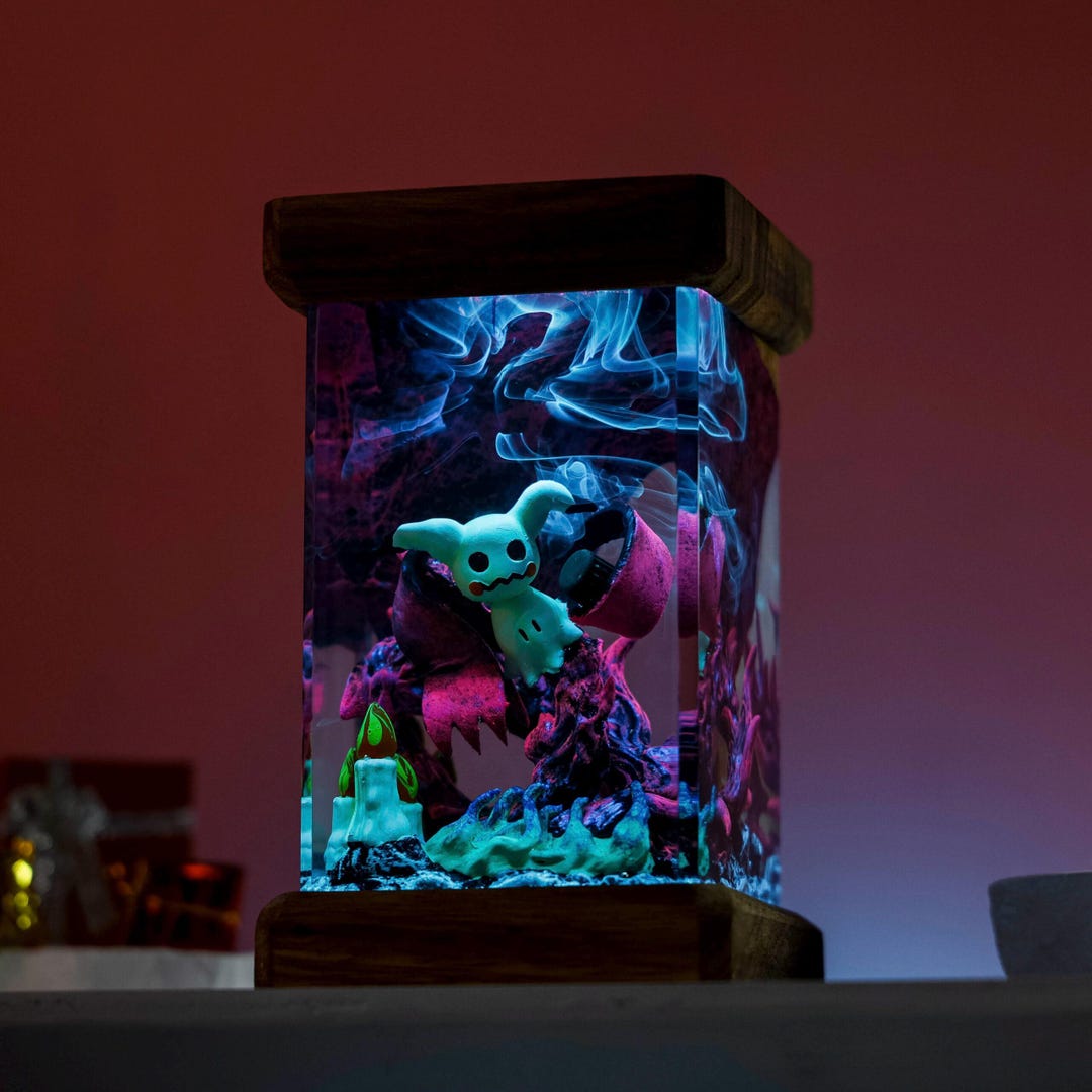 Mimikyu Pokemon Resin Diorama Lamp, Ghost Fairy Type Art Night Light ...