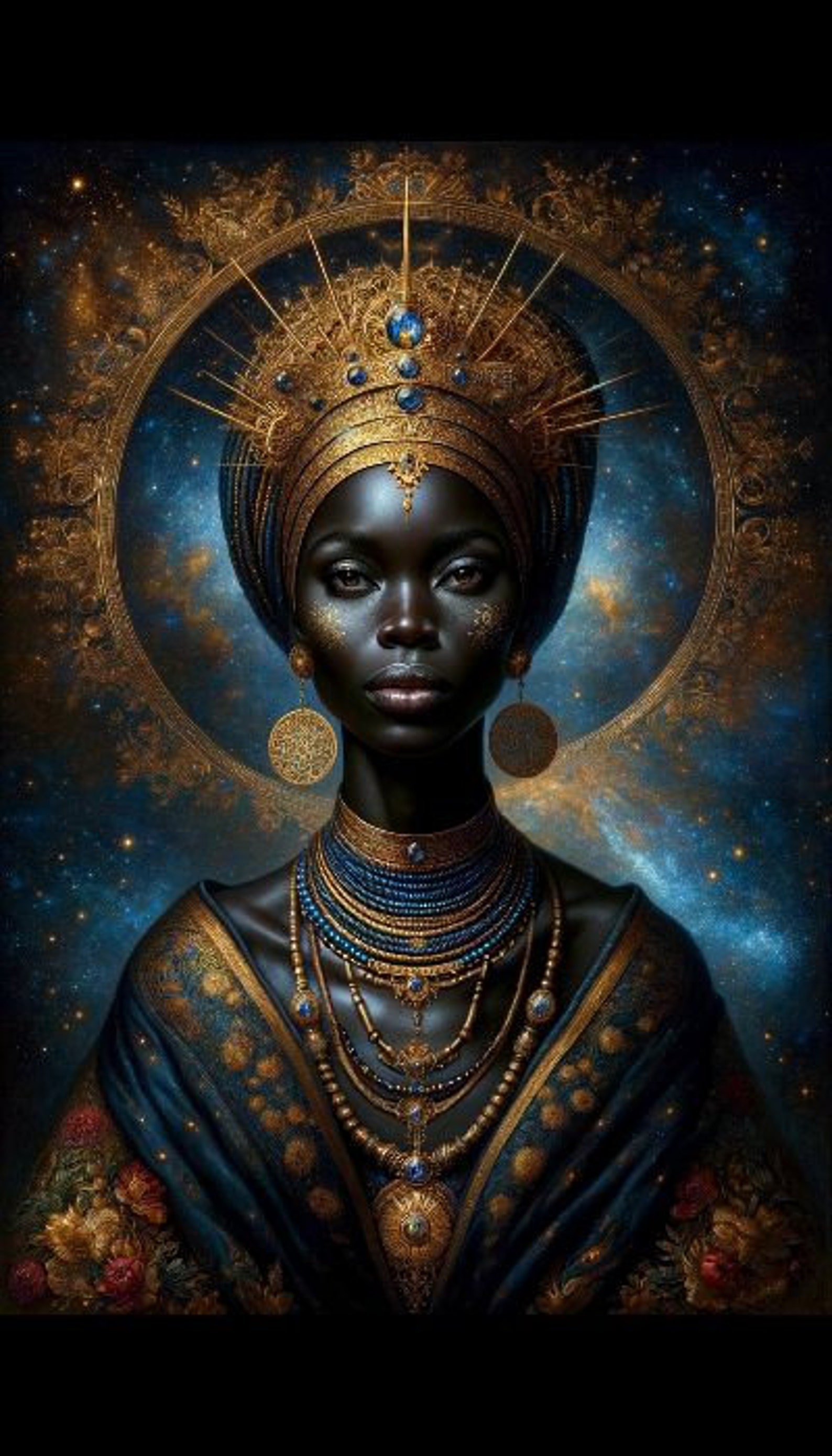 African Queen Cosmic Aura Digital Print of Regal African Woman With ...