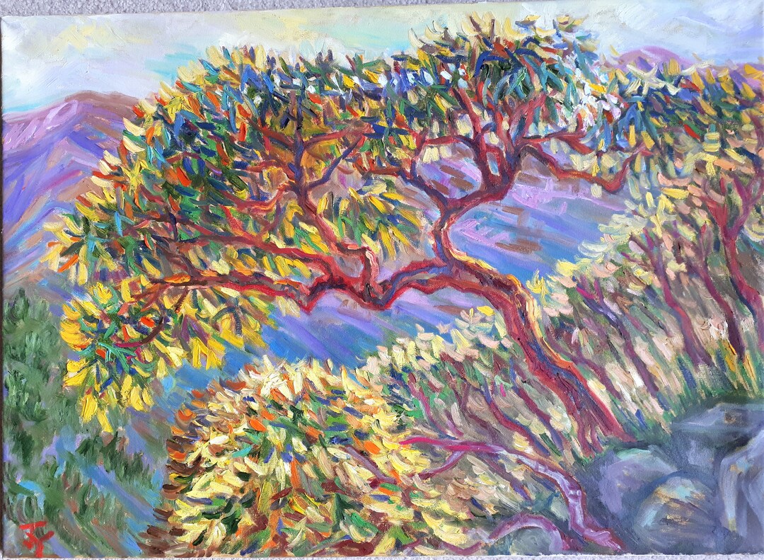 Original Oil Painting, Arbutus Trees on Mountain, 50cmx70cm, 1903141 - Etsy