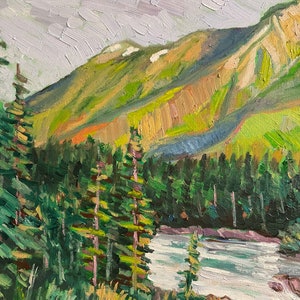 Original Oil Painting, Landscape of Canada-mountain and River, 47.5x31 ...