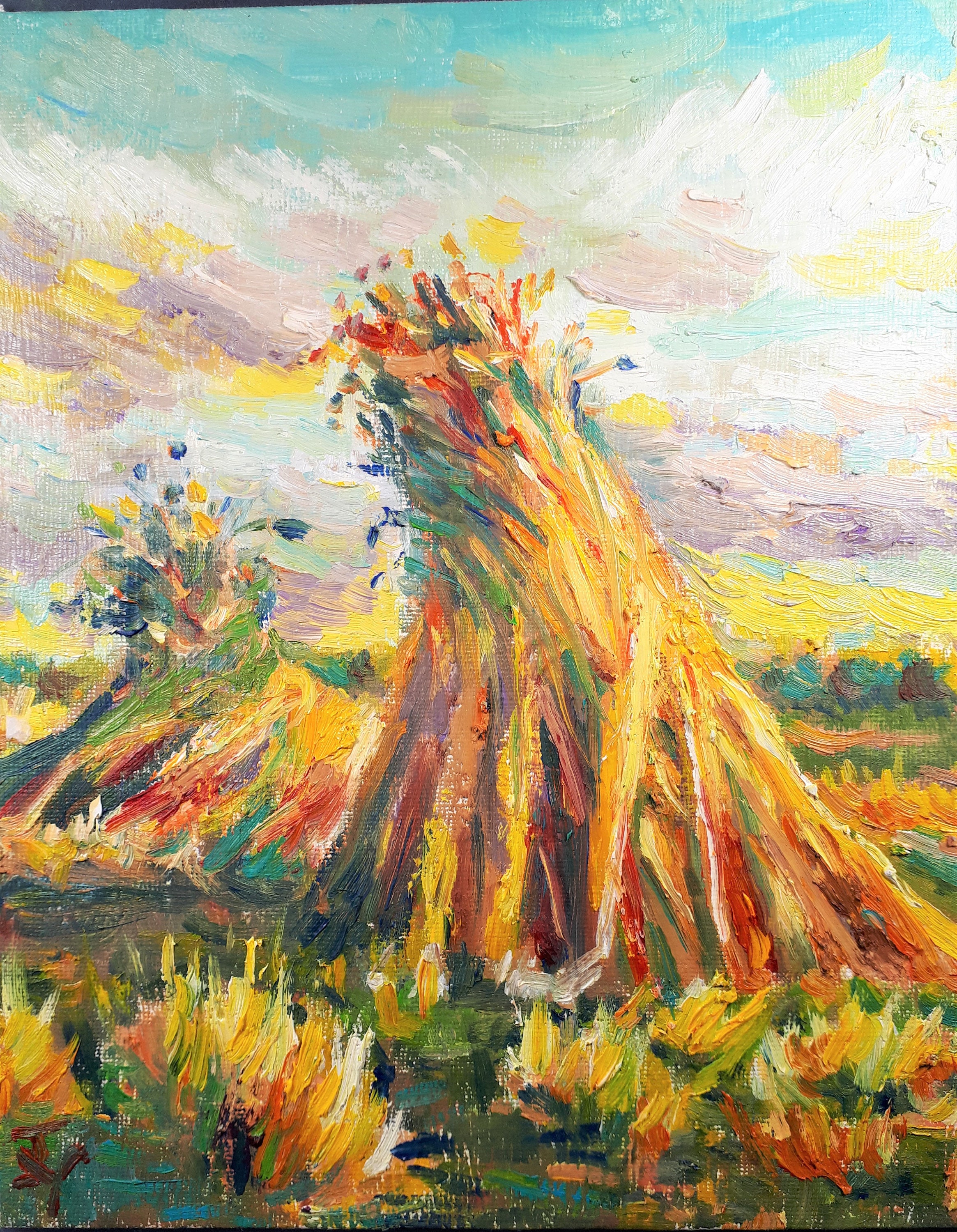 Original Oil Painting, Havest Haystack, 8x12, 210306 - Etsy New Zealand